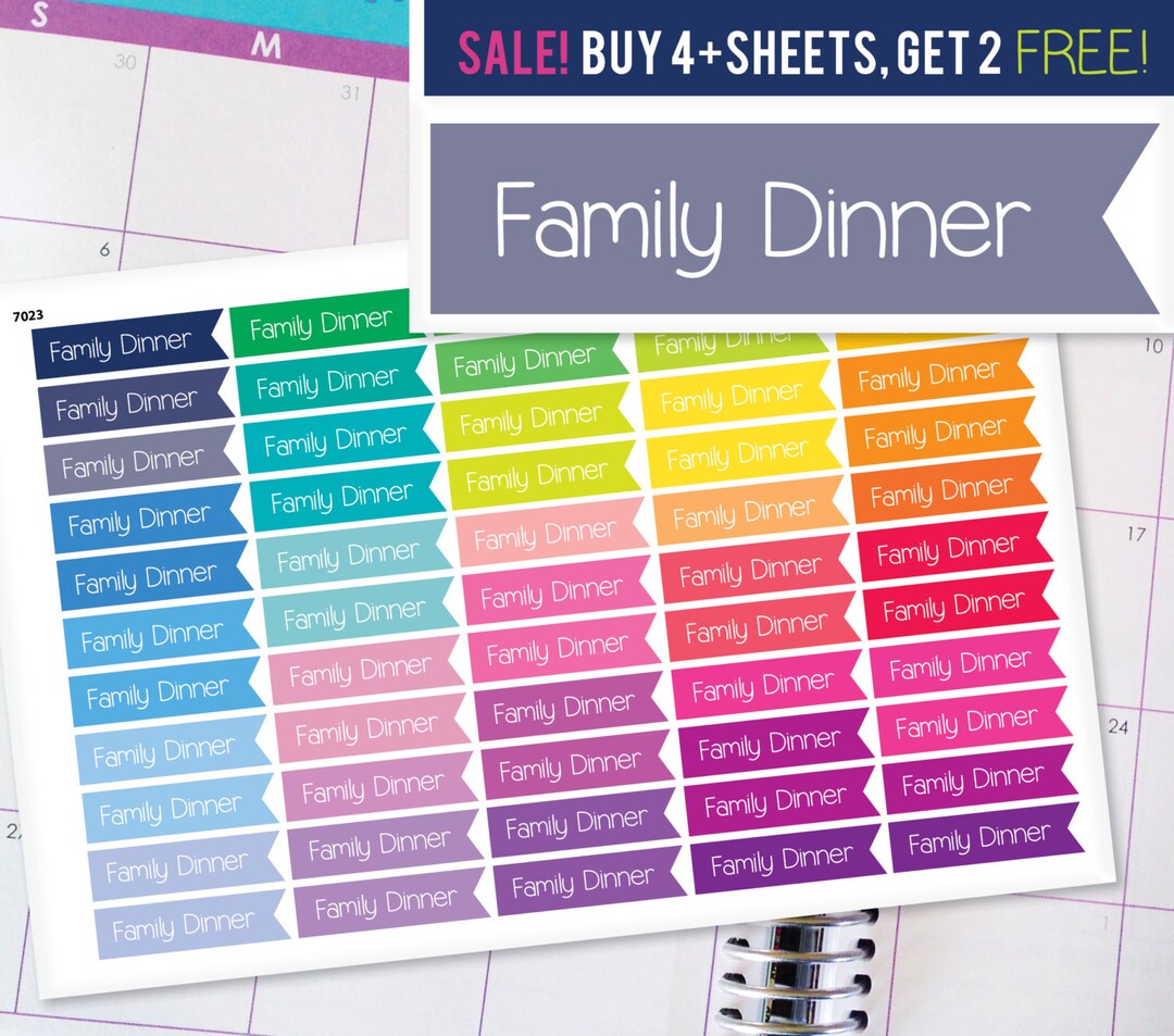 Family Dinner Flag Planner Stickers to Be Used With Erin - Etsy