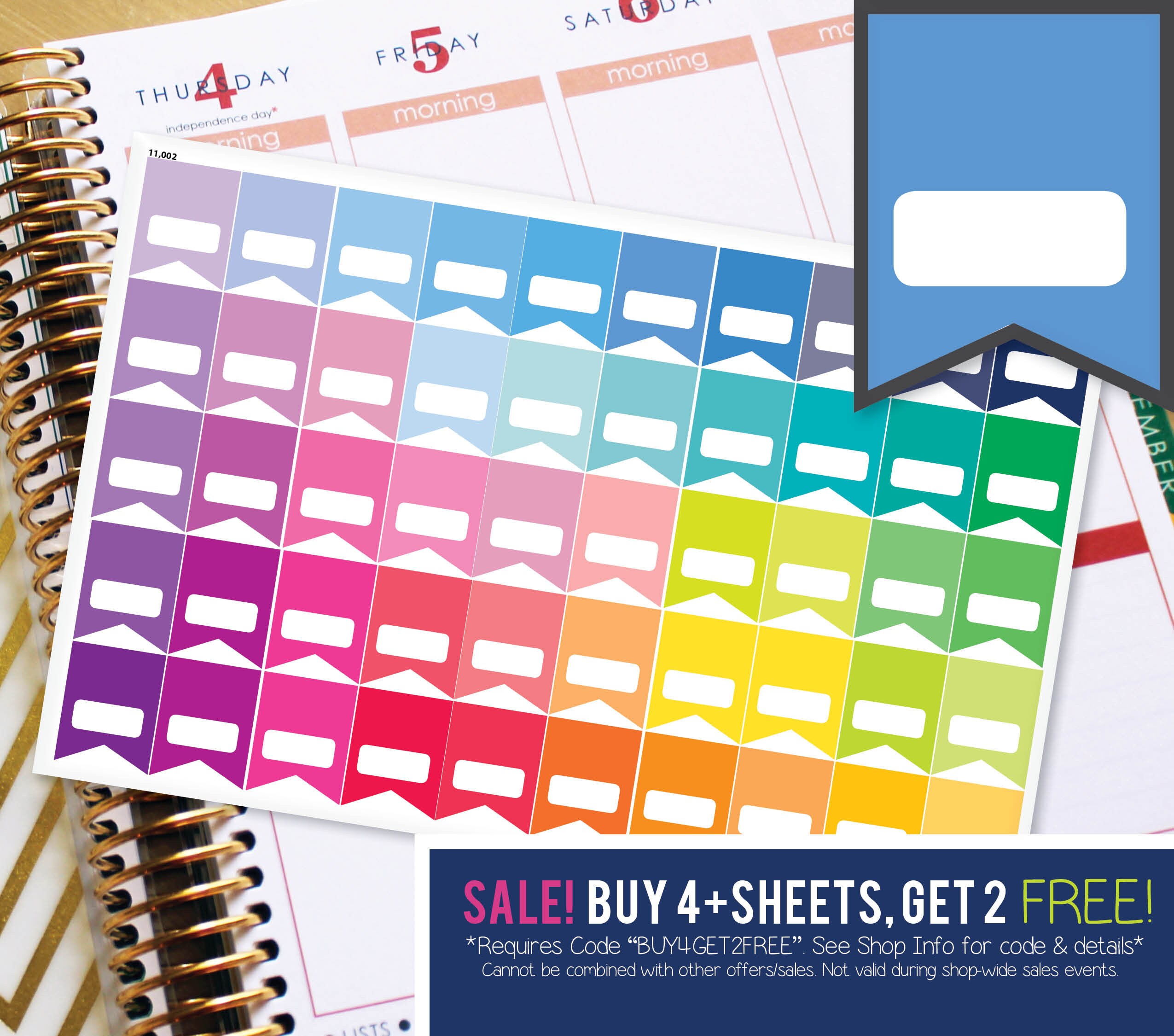 Fill in Blank Flag Planner Stickers to Be Used With Erin | Etsy