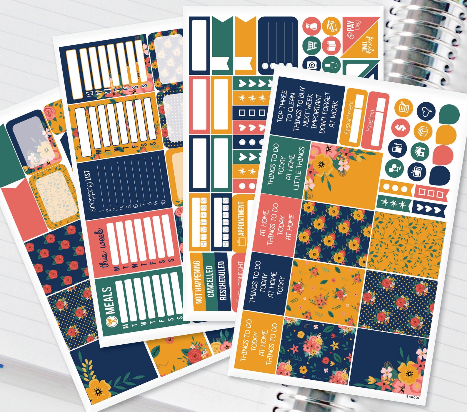 Gold Navy Floral Fall Planner Stickers Weekly Kit to Be Used | Etsy