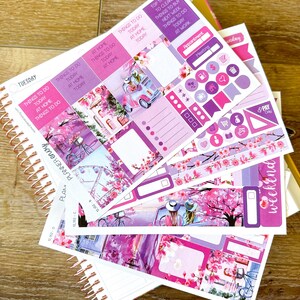 Spring Cherry Blossoms Blooming City Pink Flowers Planner Stickers ...