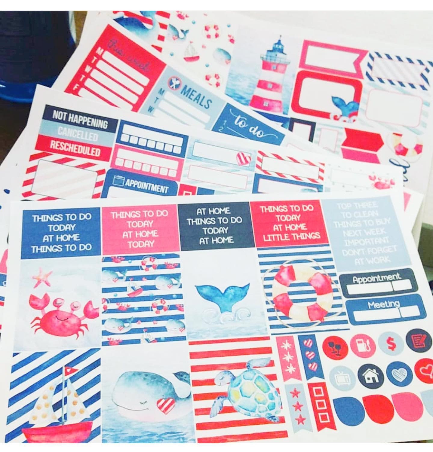Nautical Planner Stickers Whale Planner Clip Plane and | Etsy
