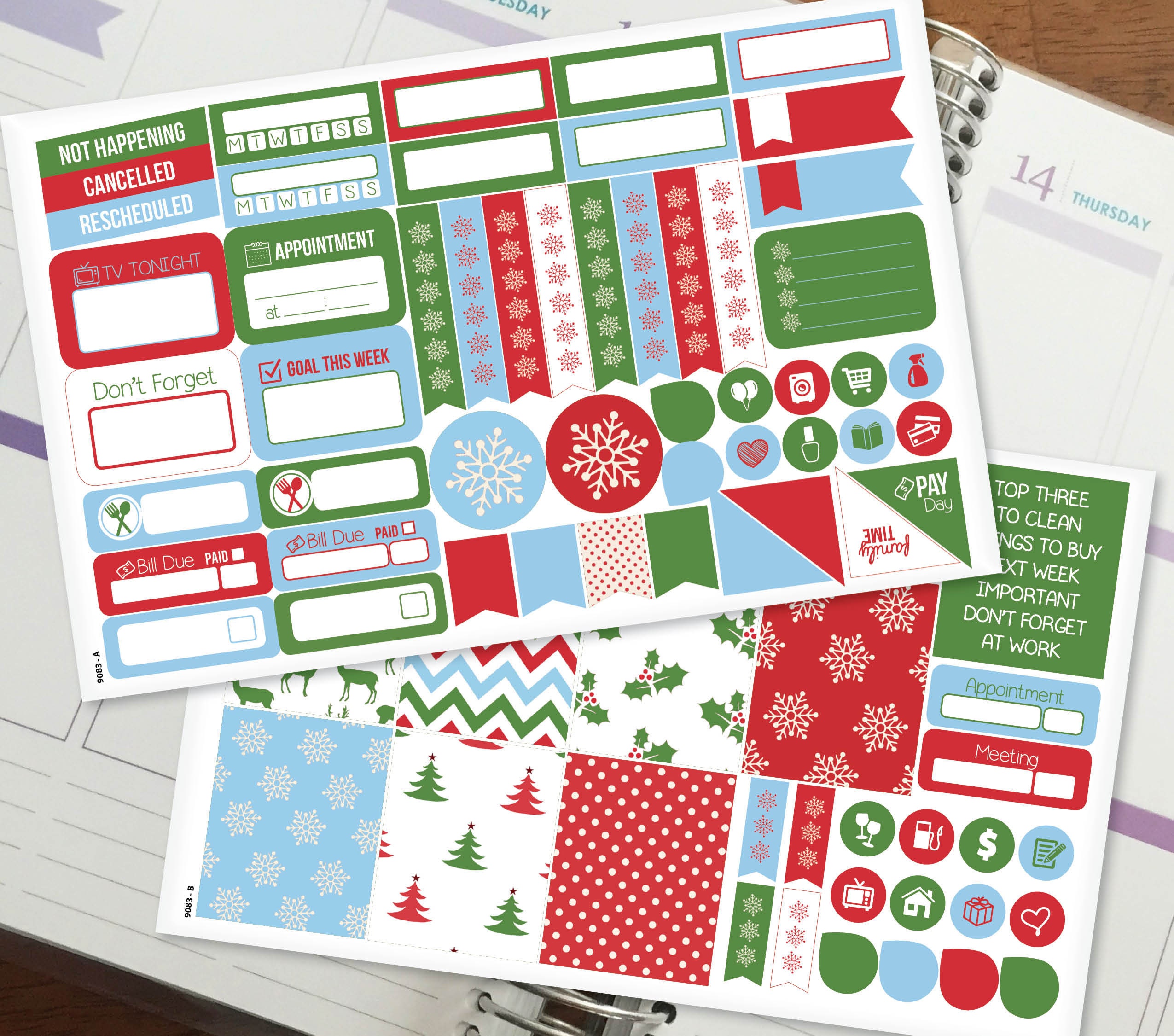 Christmas Mini Kit Weekly Planner Stickers for Erin Condren | Etsy