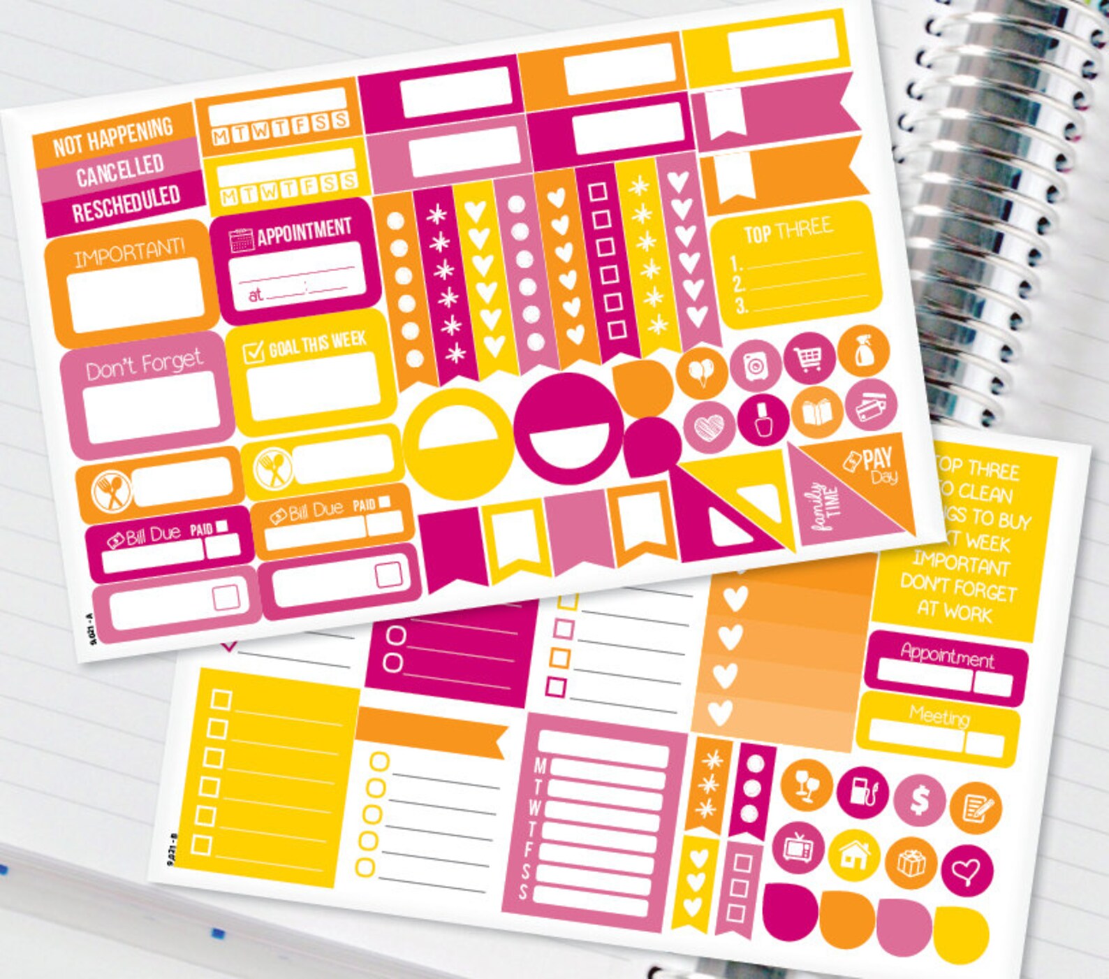 Orange and Pink Summer Weekly Planner Stickers for Erin - Etsy
