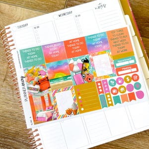 NEW KIT FORMAT! Summer Bright Retro Vacation Beach Ocean Vaca Planner ...