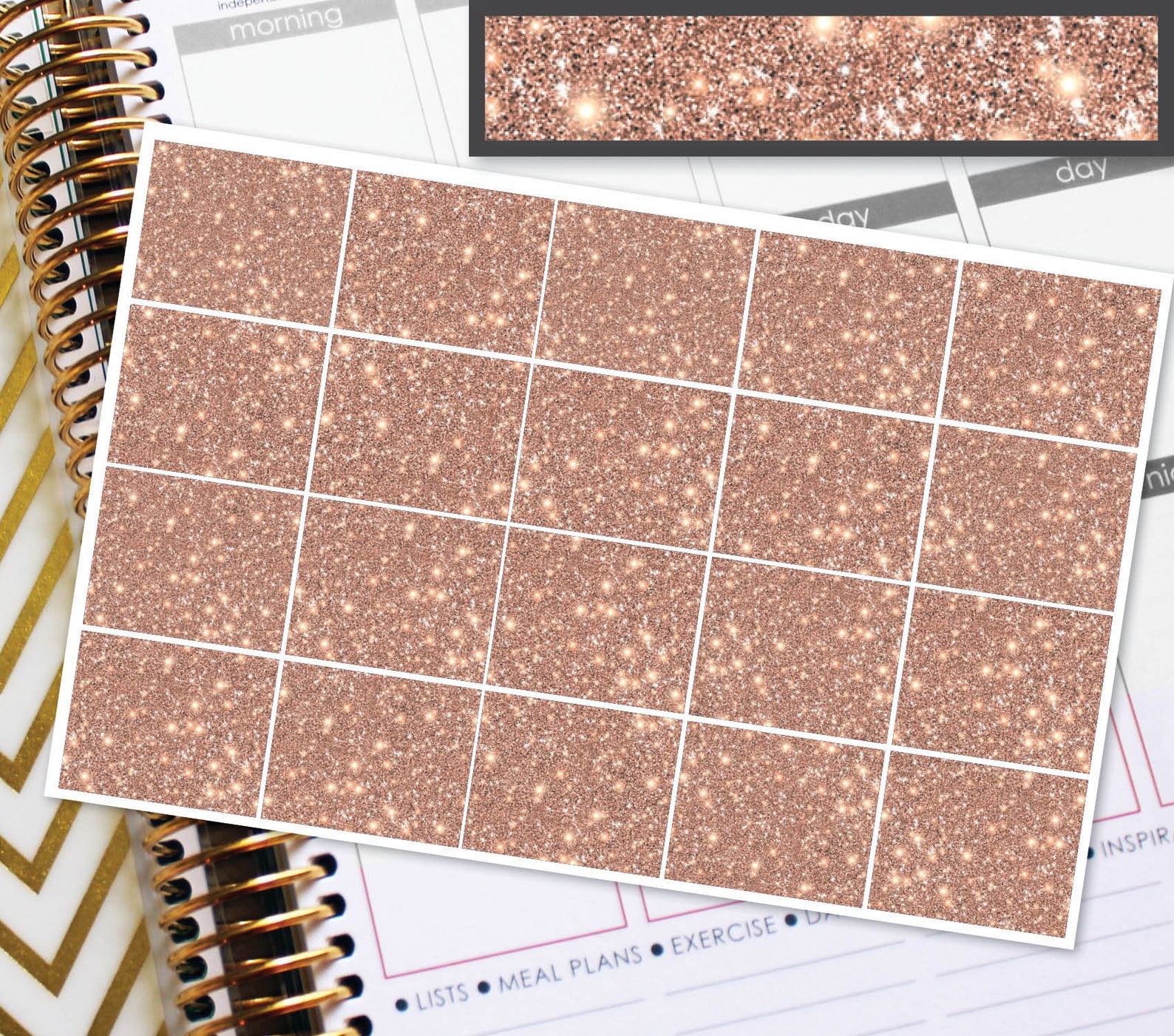 Rose Gold Glitter Header Holidays Planner Stickers to Be - Etsy