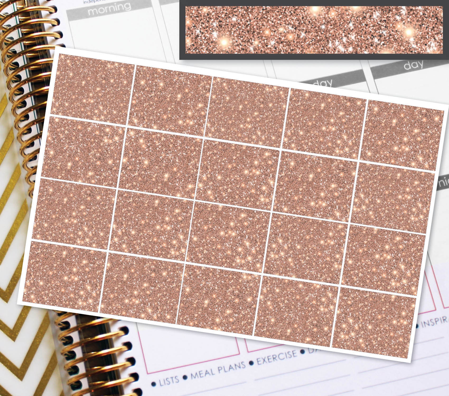 Rose Gold Glitter Header Holidays Planner Stickers to Be - Etsy