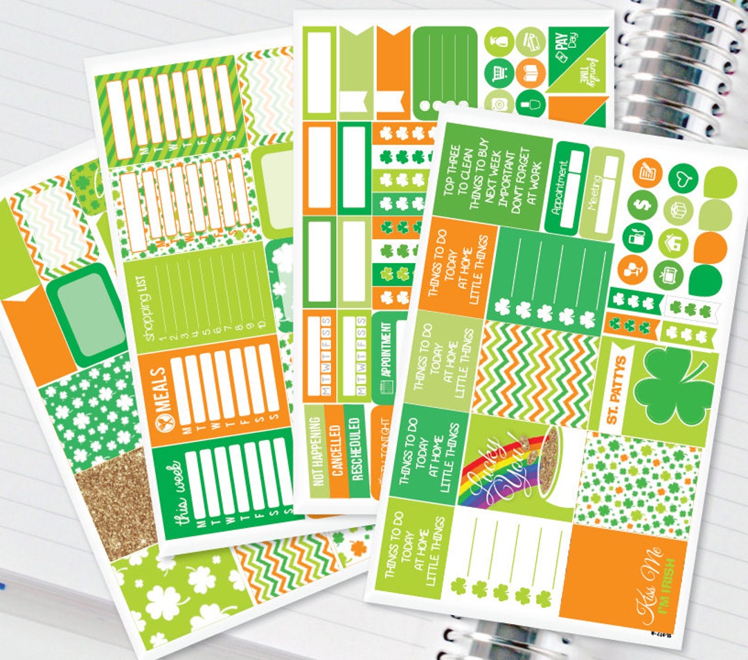 St. Patricks Day Planner Stickers Weekly Kit for Erin Condren ...