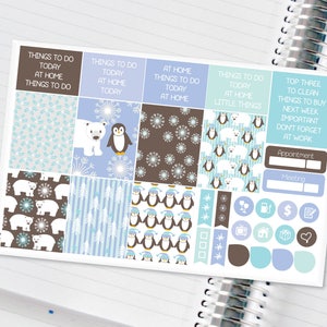 Winter Snow Polar Bear Mini Kit Weekly Planner Stickers for - Etsy