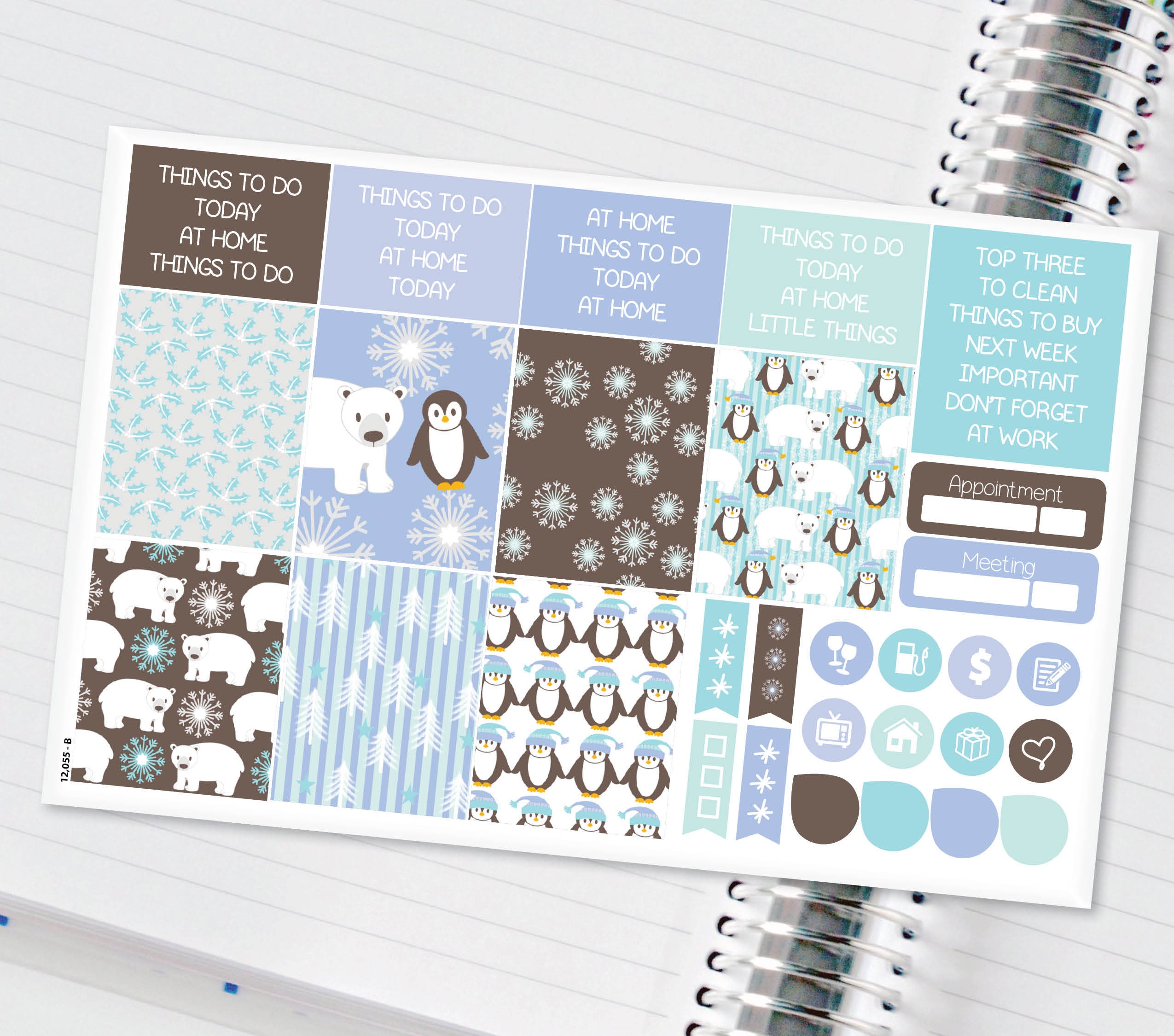 Winter Snow Polar Bear Mini Kit Weekly Planner Stickers for - Etsy