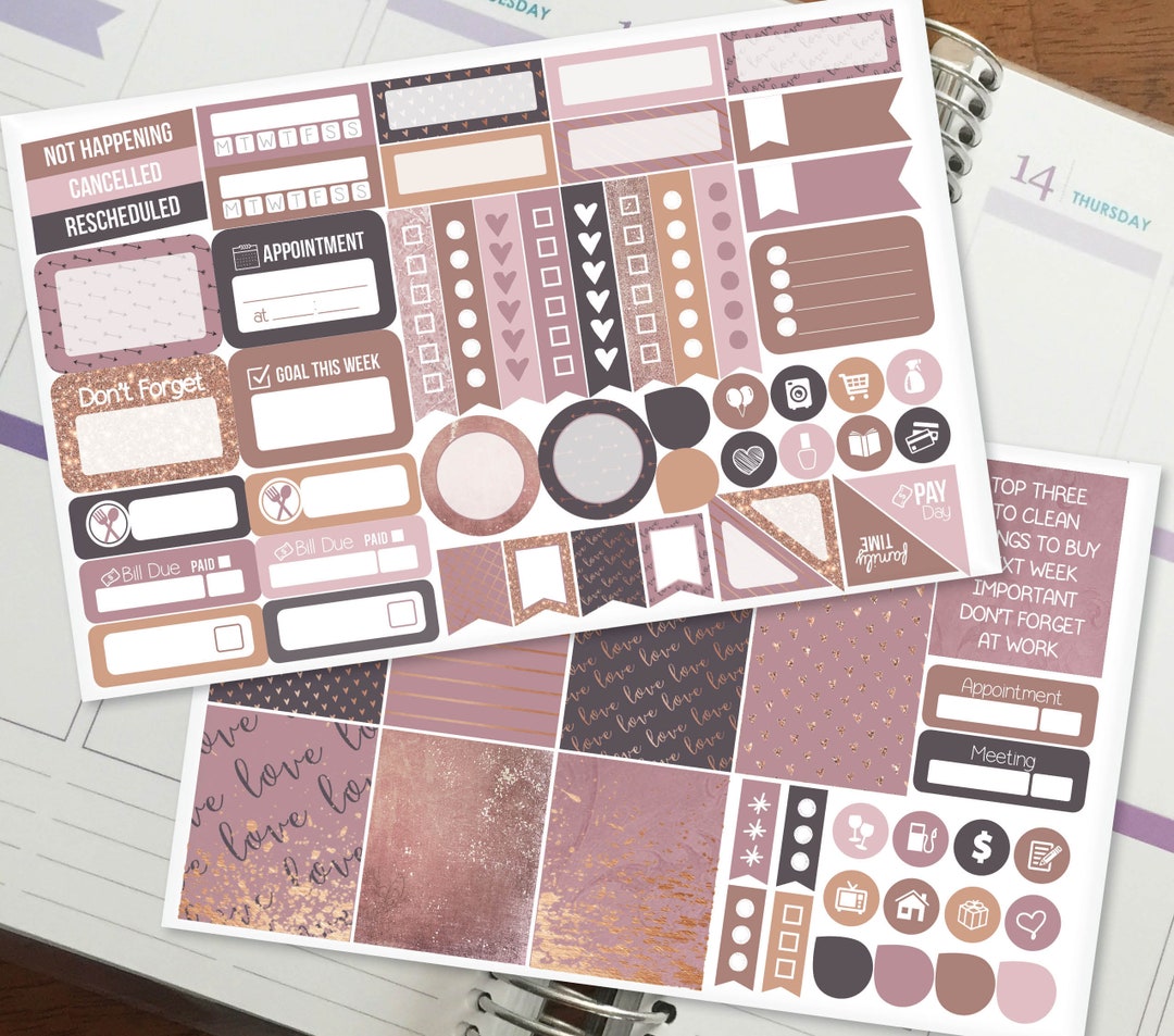Rose Gold Dusty Rose Valentine's Mini Kit Weekly Planner - Etsy