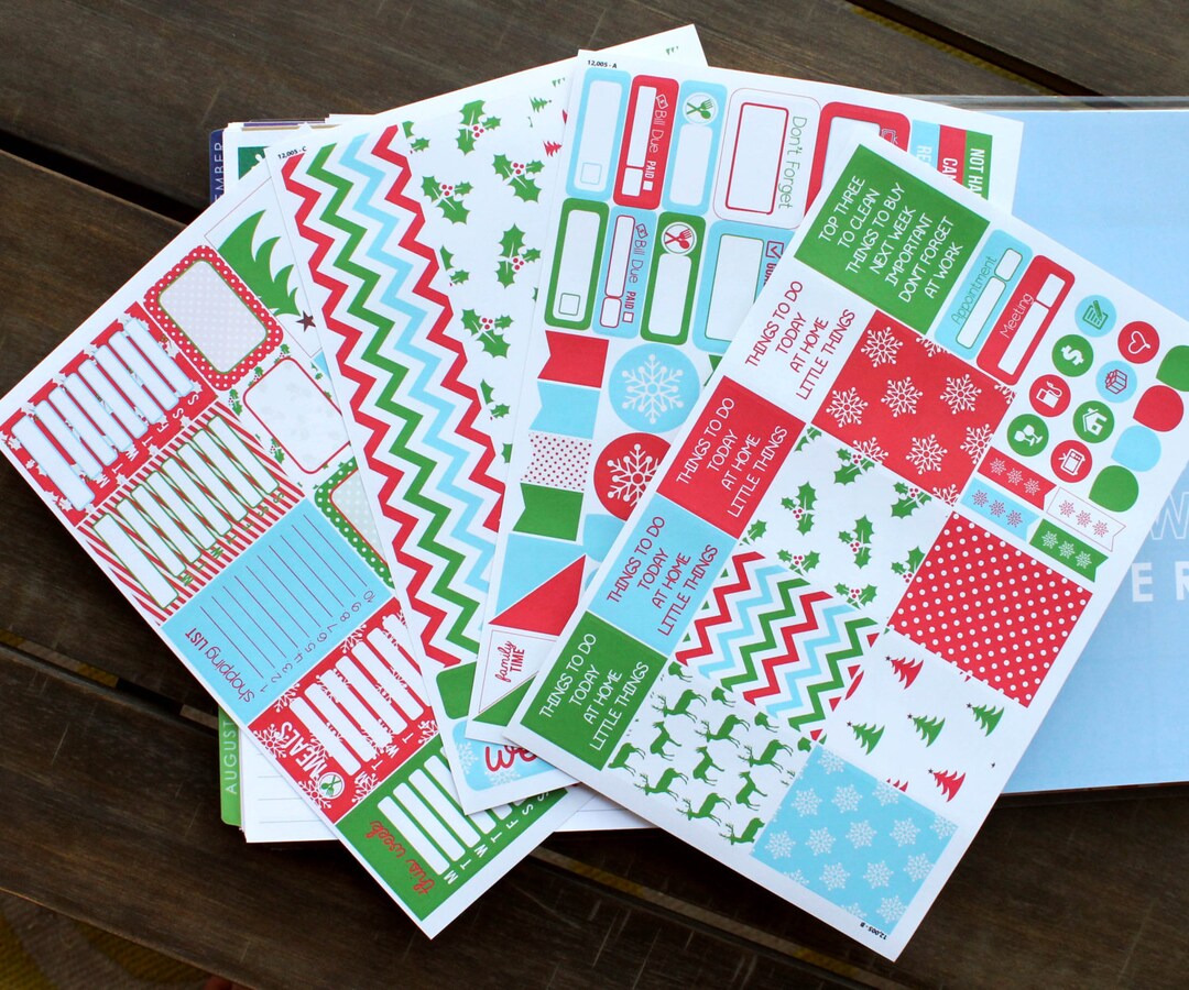 Christmas Red Blue Holiday Planner Stickers Weekly Kit to Be Used With ...
