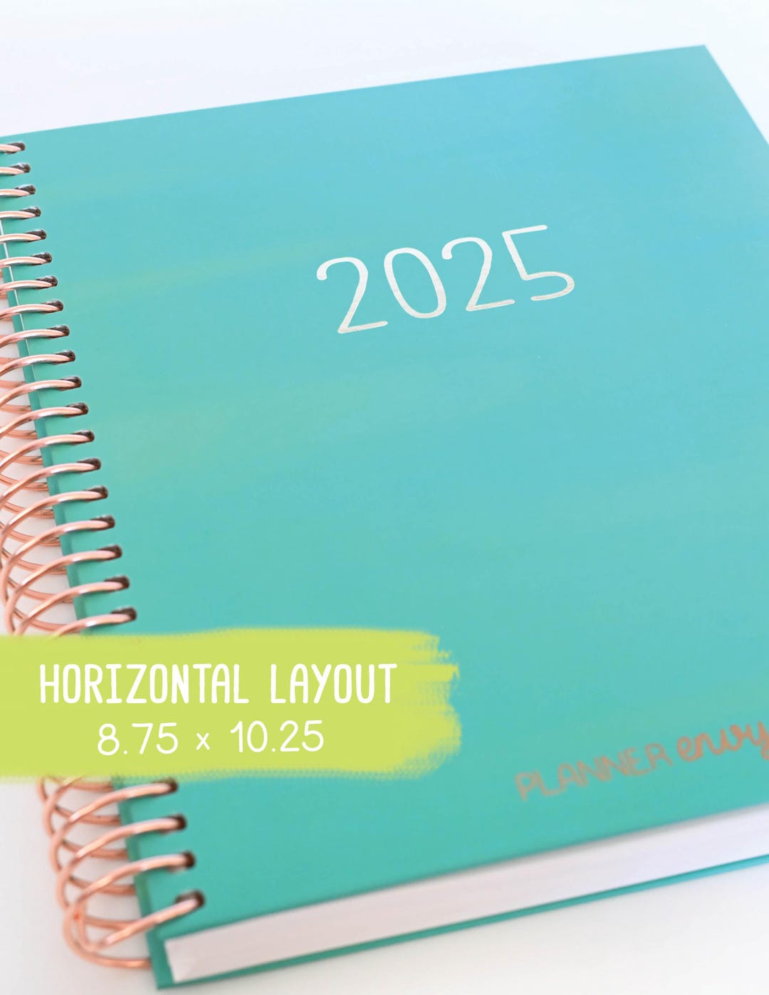 2025 Planner - Horizontal Layout, Spiral Bound - "teal Strokes" (#102 ...