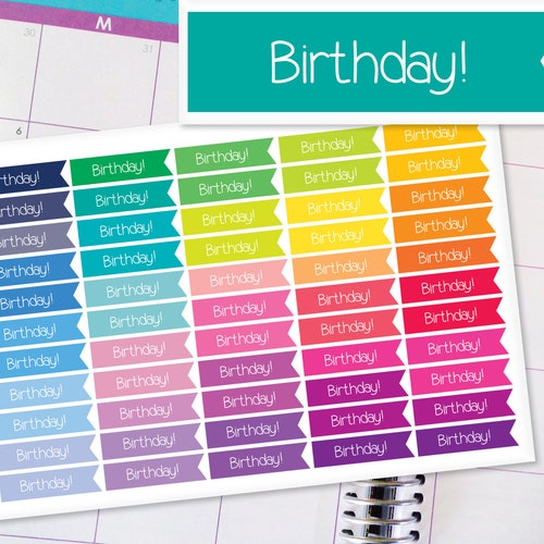 Birthday Flag Planner Stickers to Be Used With Erin Condren - Etsy