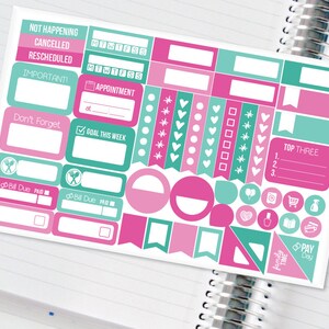 May Pink & Teal Mini Kit Weekly Planner Stickers for Erin - Etsy