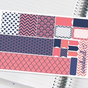 Navy Pink and Coral Planner Stickers Weekly Kit to Be Used With Erin ...