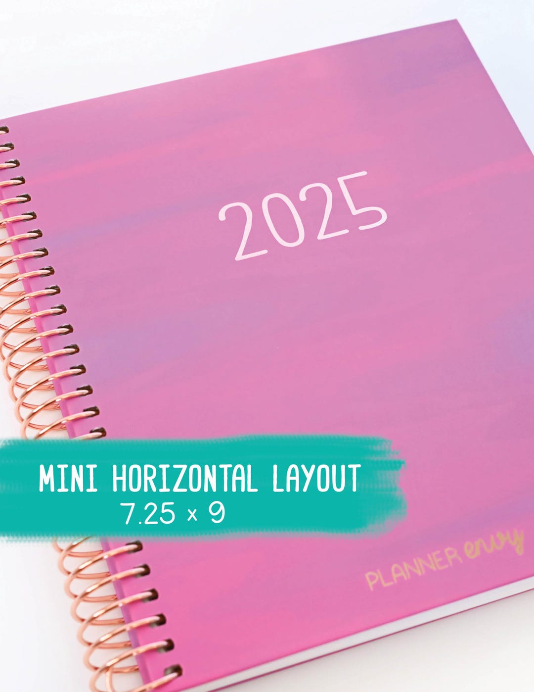 2025 Planner - Mini Horizontal Layout, Spiral Bound - "fuchsia Strokes ...