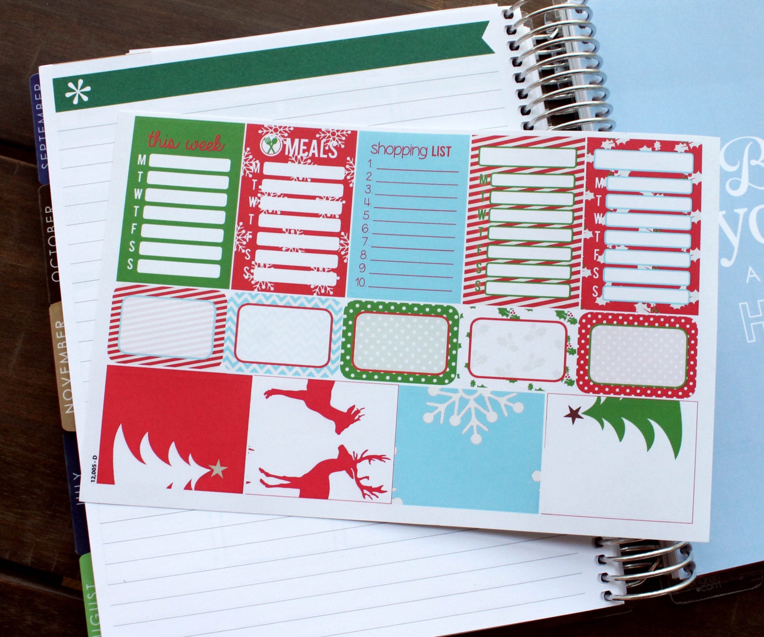 Christmas Red Blue Holiday Planner Stickers Weekly Kit to Be - Etsy