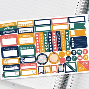Gold Navy Floral Fall Mini Kit Weekly Planner Stickers for Erin Condren ...
