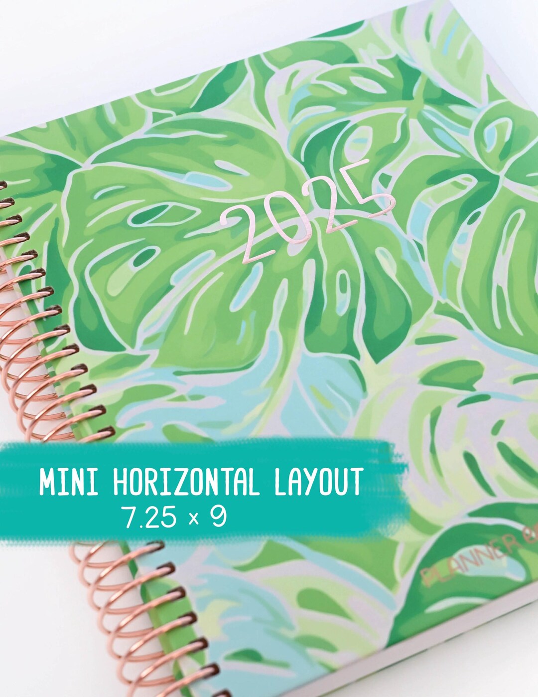 2025 Planner - Mini Horizontal Layout, Spiral Bound - "tropical Greens ...