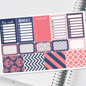 Navy Pink and Coral Planner Stickers Weekly Kit to Be Used With Erin ...