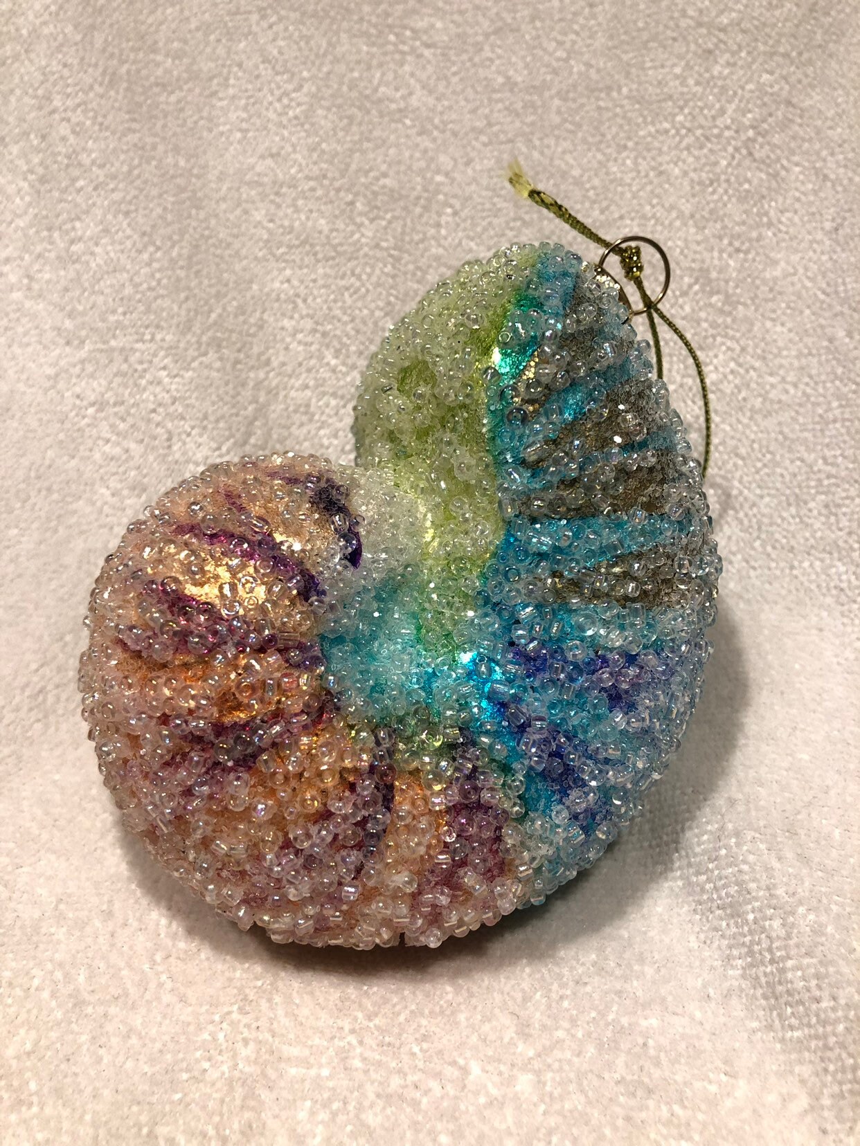 Glass Nautilus Shell Ornament Glitter Ocean Sea Gifts Hanging Nautical ...