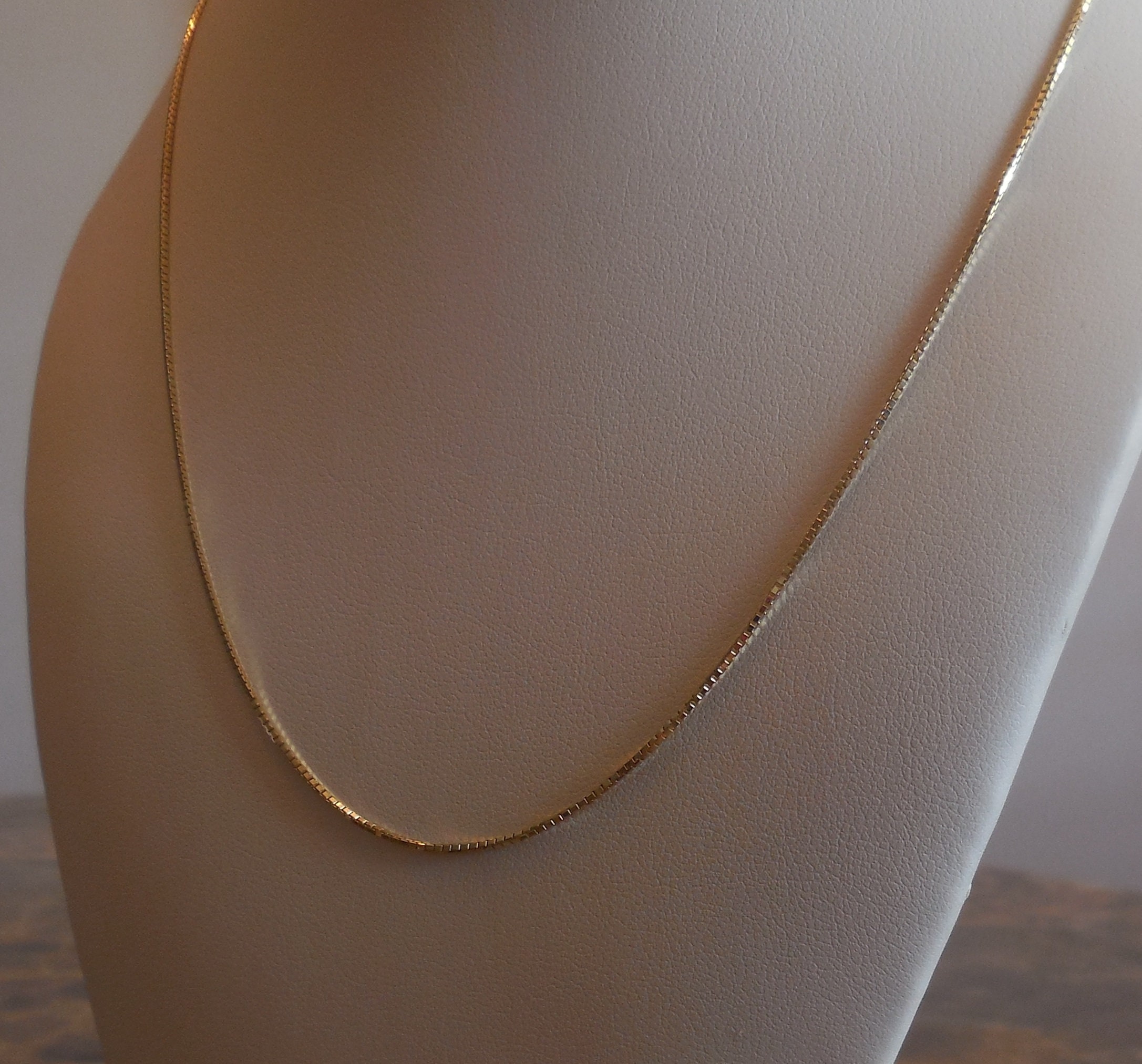 14K Solid Yellow Gold Box Chain Necklace 1.0 Mm | Etsy