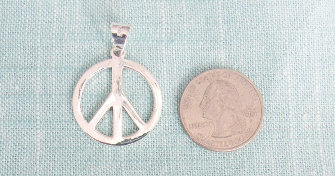 925 Sterling Silver Peace Sign Pendant - High Polish - 25 MM - Etsy