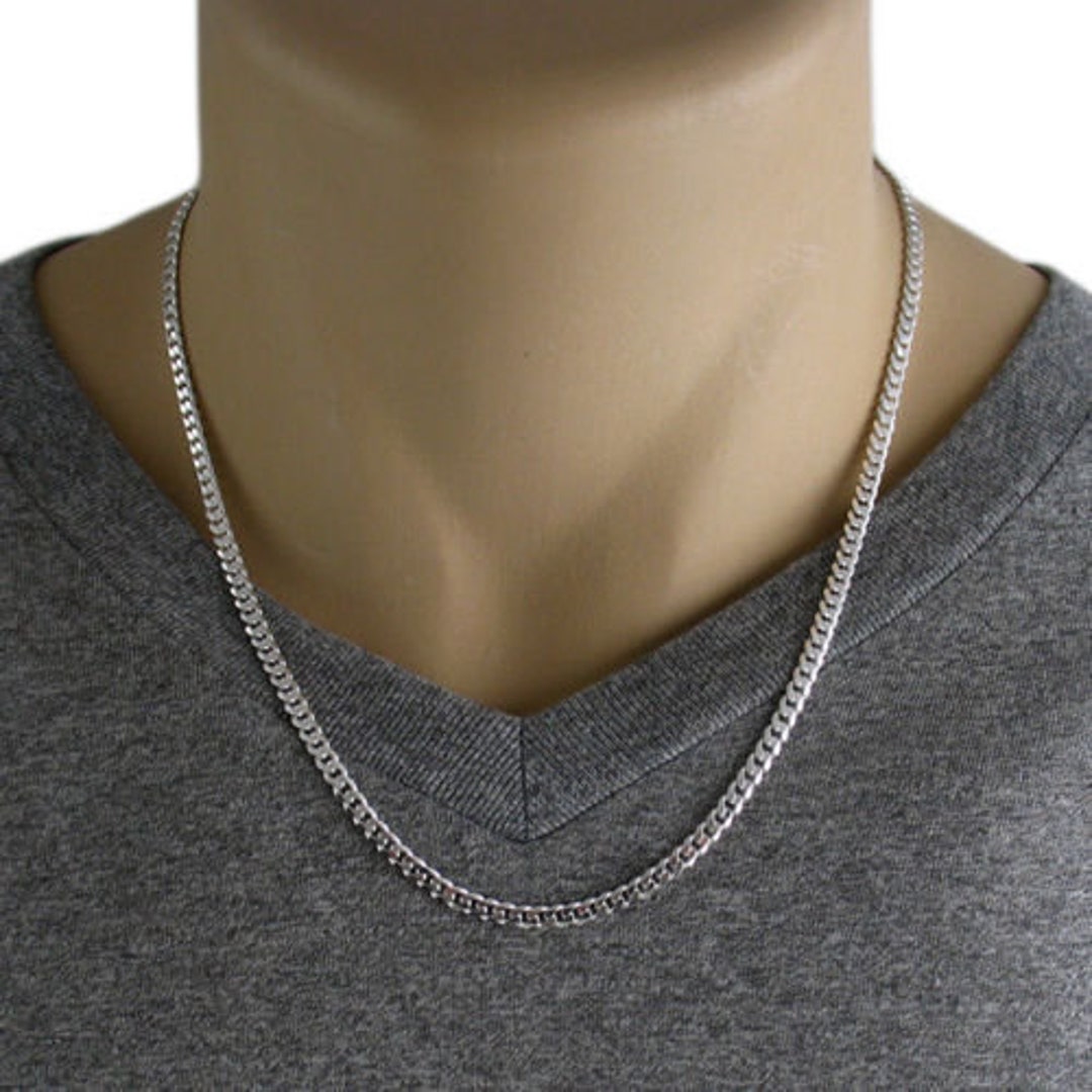 925 Sterling Silver Curb Link Chain Necklace 100 Gauge 4 Mm 18 / 20 ...