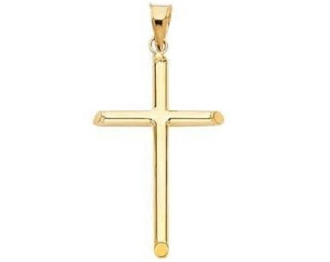 14K Solid Yellow Gold Cross Pendant 35 MM - Etsy