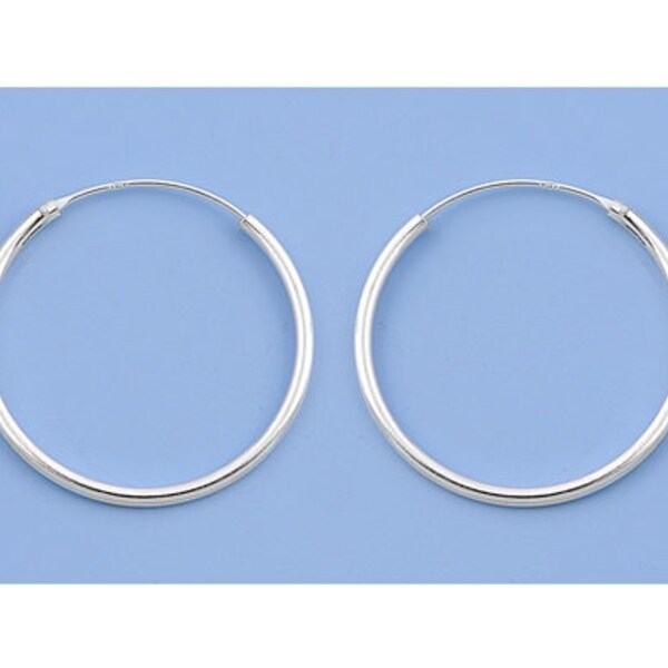 Sterling Silver Continuous Hoop Earrings - Etsy