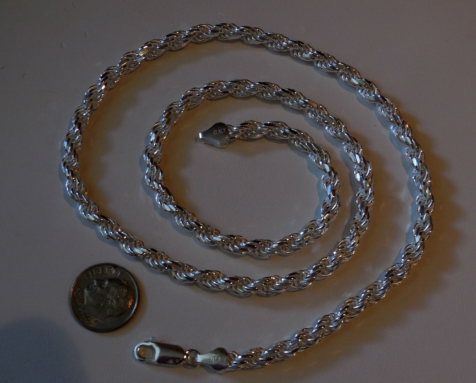 925 Sterling Silver Diamond Cut Rope Chain Necklace 100 - Etsy