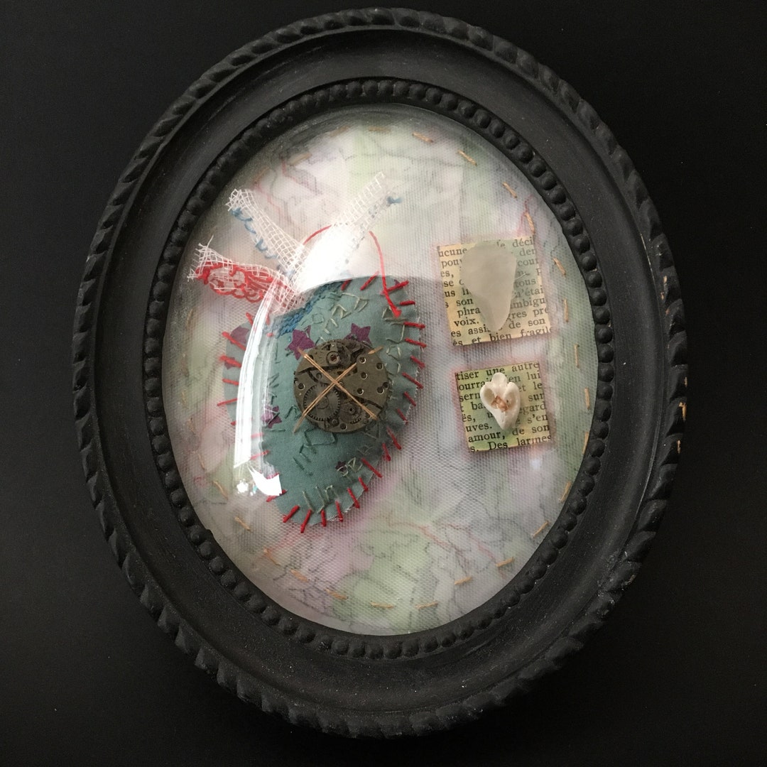 Vintage Curved Glass Diorama Cabinet of Curiosities Heart and Cog ...