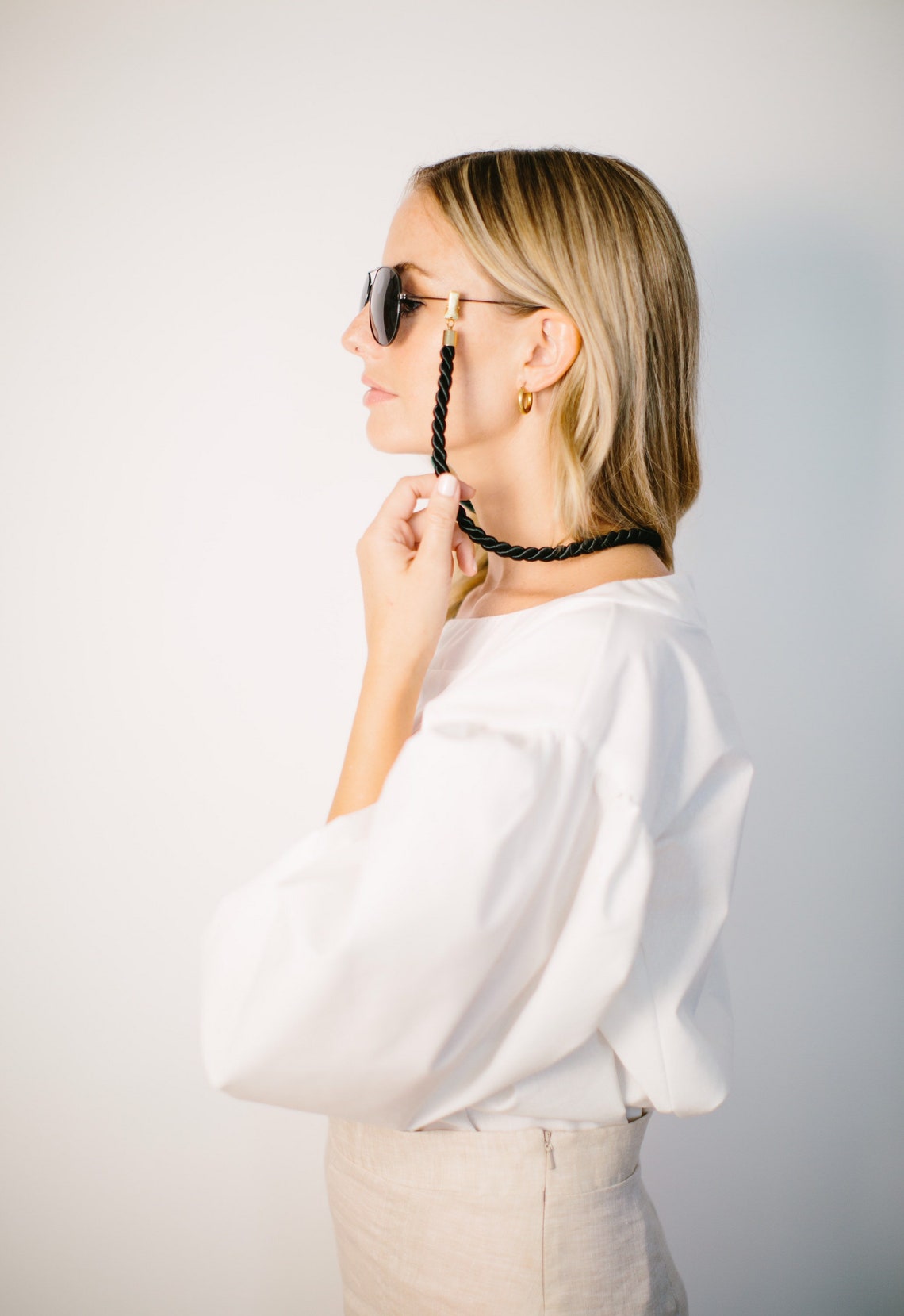 Glasses and Masks Chain Thick Black Twisted Cord Sunglasses ...