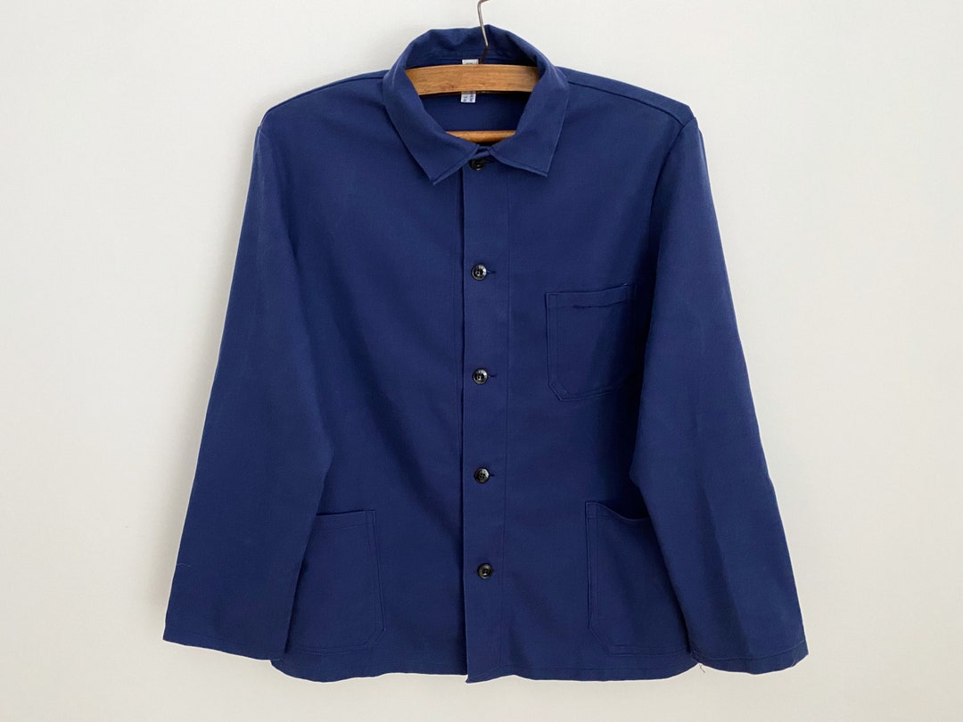 Blue Chore Jacket Vintage Utility Workers Coat Blue Workwear Work ...