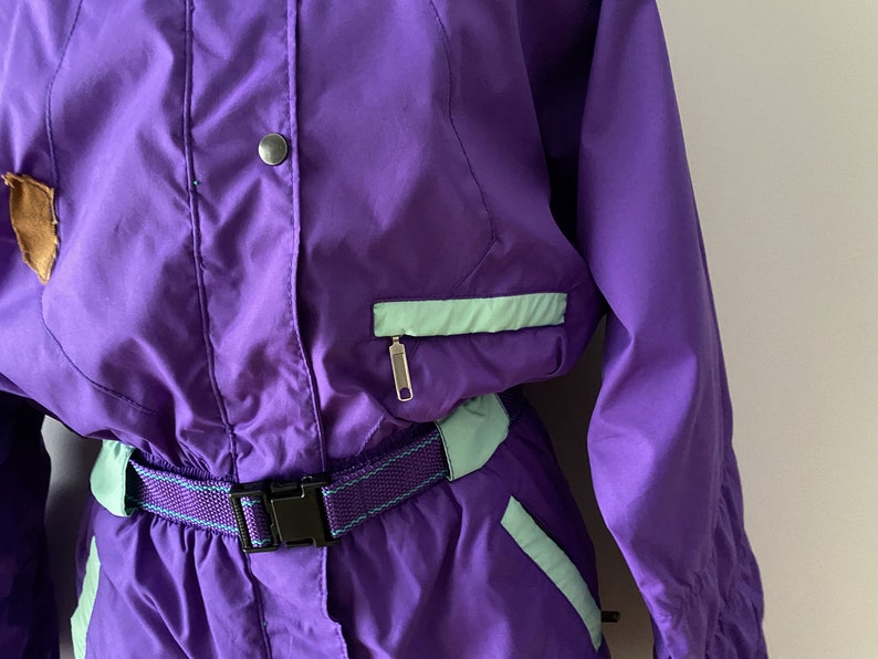 80s 90s Purple One Piece Ski Suit Retro Snowsuit Hipster Snow Pants ...