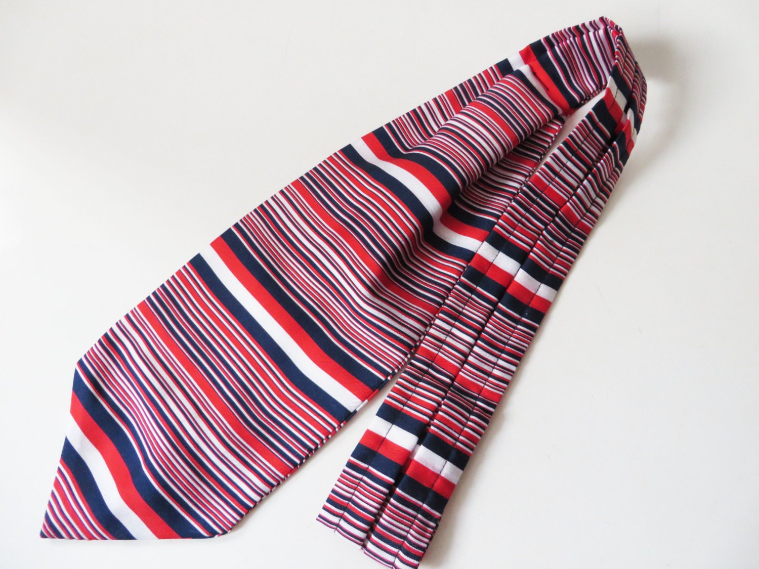 Striped Red Blue Cravat Striped Ascot Cravat Men's Ascot Cravat Red ...