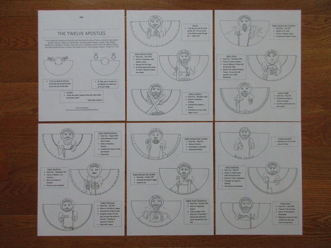 Printable 12 Apostle Paper Figures - Etsy