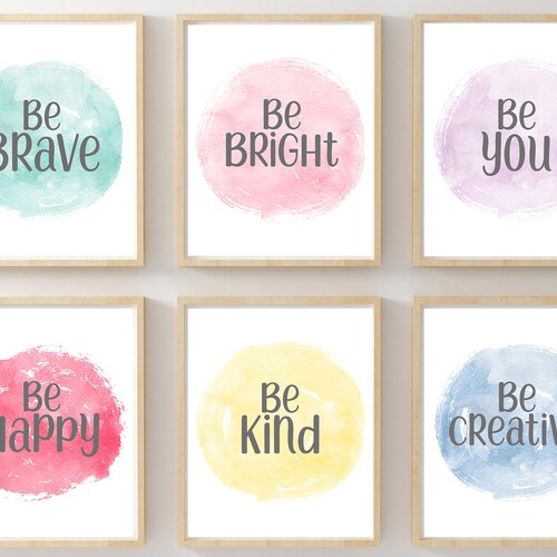 Watercolor Inspirational Word Set Wall Art 6 Printables 4 | Etsy