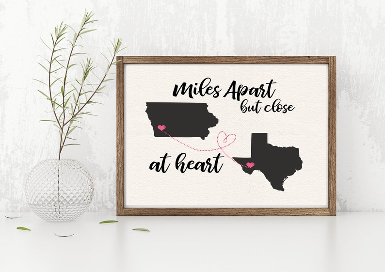 Miles Apart Close at Heart Custom JPEG Wall Art 2 State | Etsy