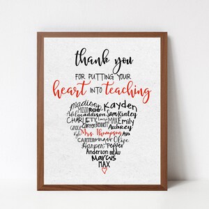 Thank You for Putting Your Heart Into Teaching Wall Art - Etsy