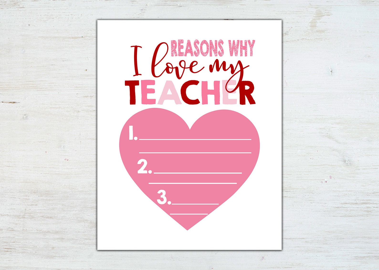 Reasons I Love My Teacher Appreciation Printable Art - Etsy
