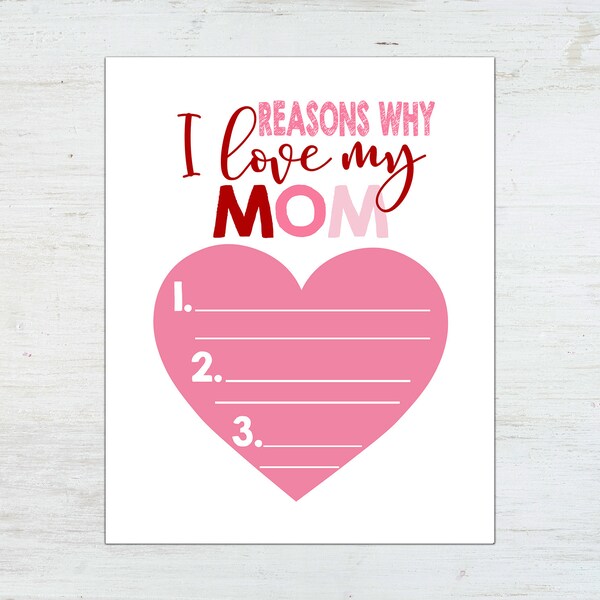 I Love My Mom Printable - Etsy