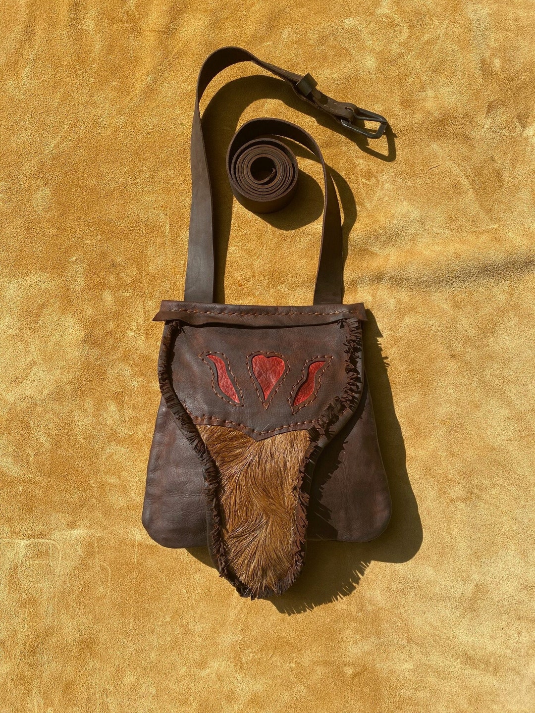 Handsewn Leather Pouch With Goat Hide Flap (M125) - Etsy