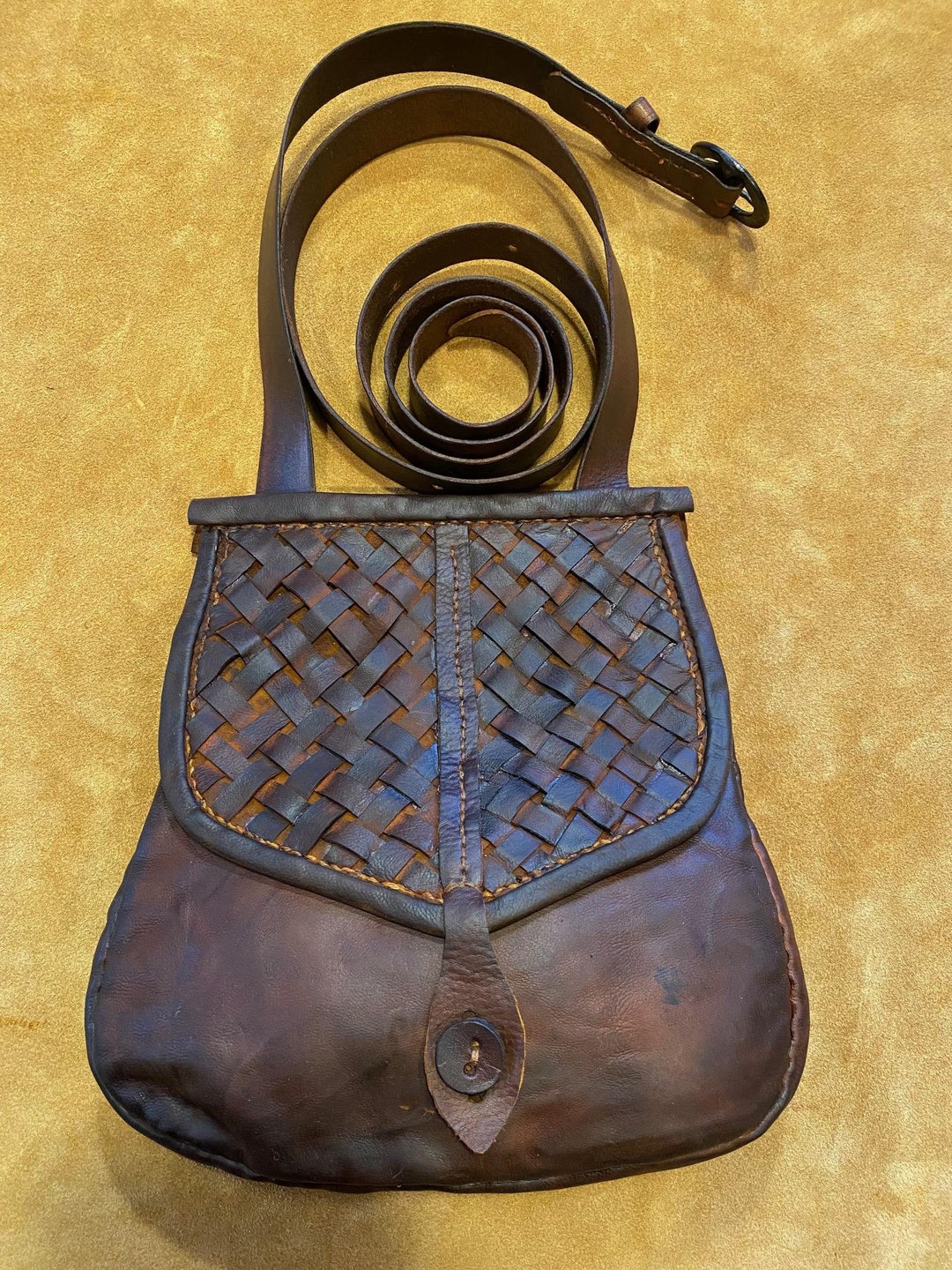 Woven Leather Flap Pouch (M262) - Etsy