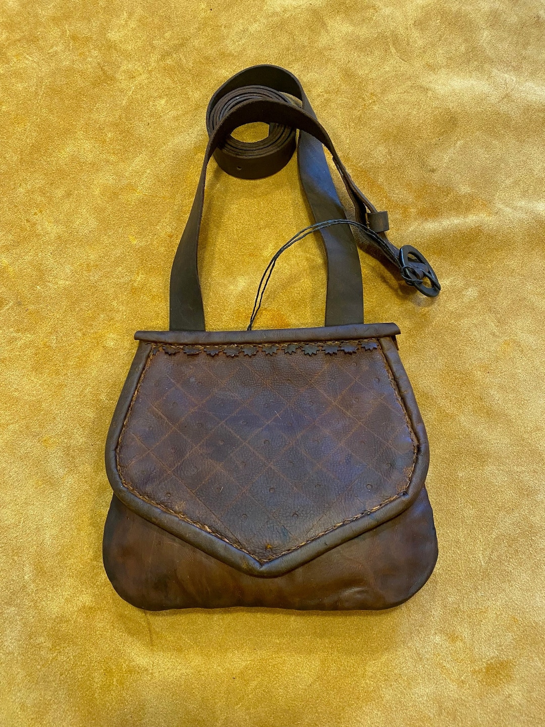 Handmade Leather Pouch With Diamond Etched Flap (M157) - Etsy