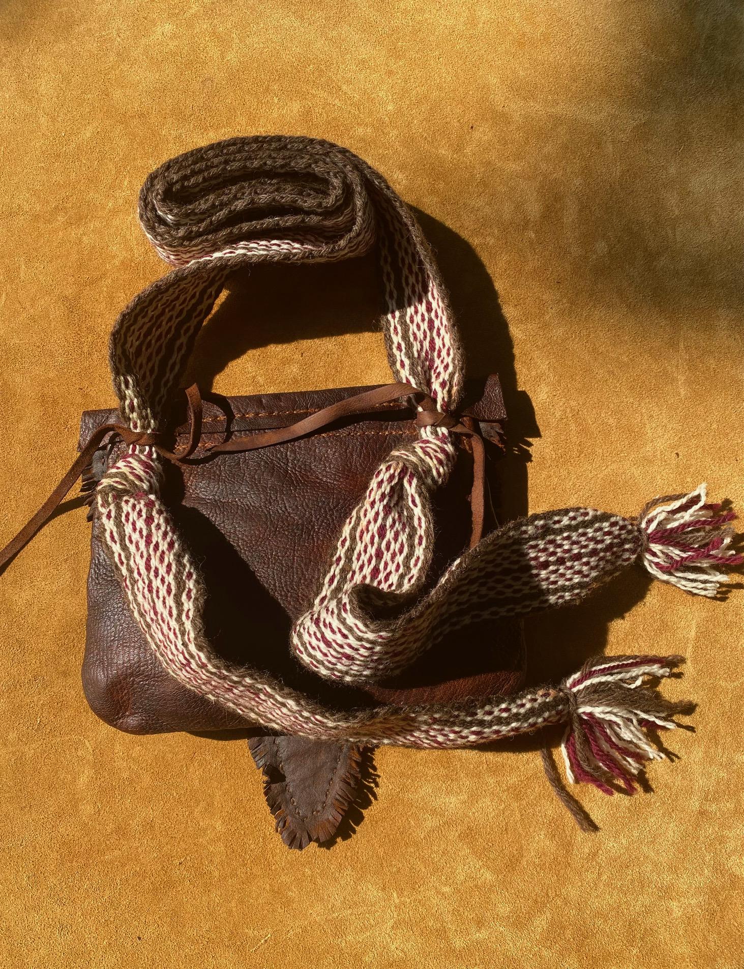 Handsewn Bark Tanned Deer Hide Pouch (220)with Handwoven Wool Strap - Etsy