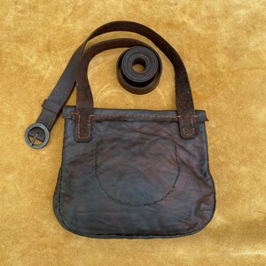 Handsewn Leather Pouch (M199) With Center Strap Leather Button - Etsy