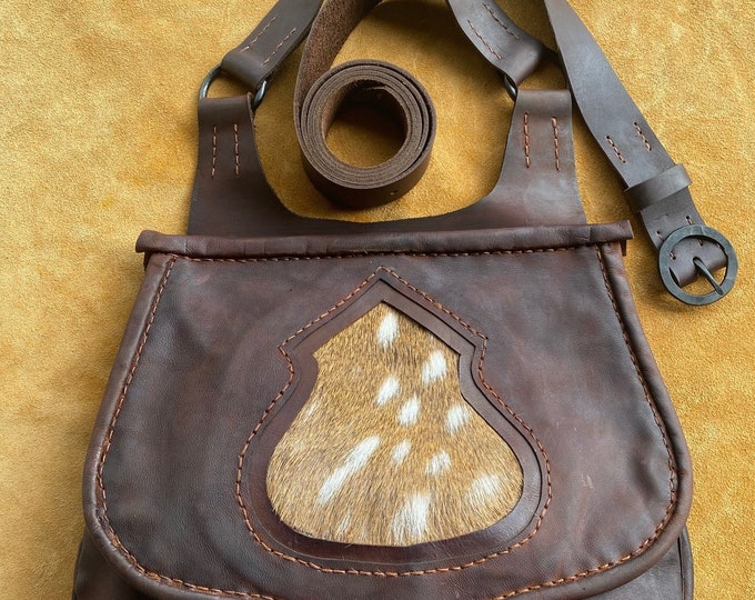 Handmade Leather Fowler Pouch (179) With Axis Deer Hide - Etsy