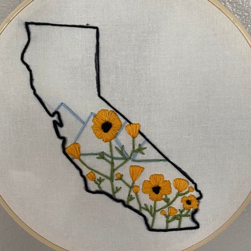 California Poppy Hand Embroidery Pattern Modern Wildflower - Etsy