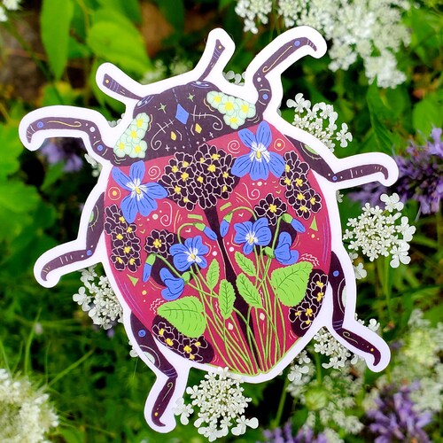 Birth Bug February / Monthly Birth Flower Insect / Violets / - Etsy